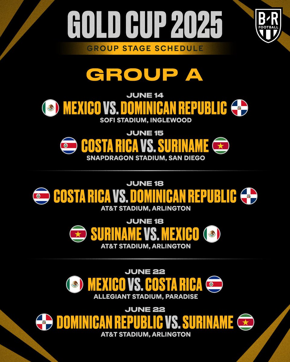 2025 Concacaf Gold Cup Begins June 14 with Mexico vs. Dominican ...