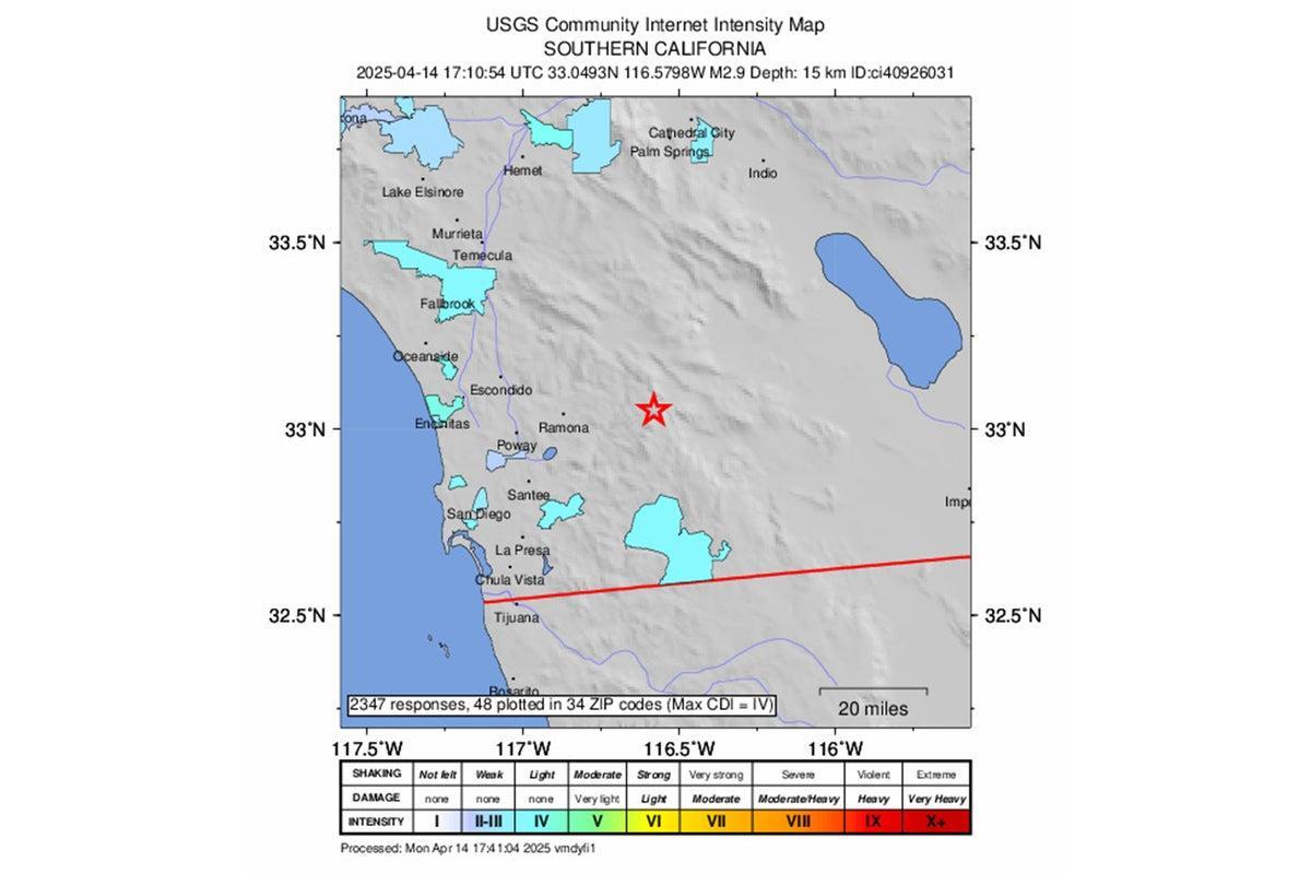5.2 Magnitude Earthquake Near Julian, San Diego, Triggers Aftershocks ...