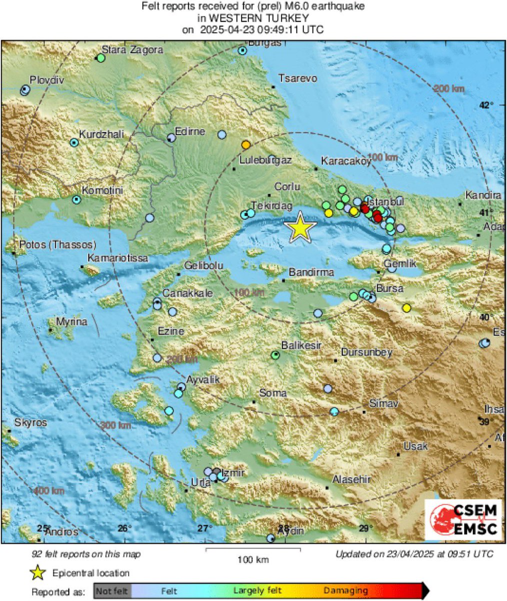 6.2 Magnitude Earthquake in Silivri on April 23, 2025, Causes Major GSM ...