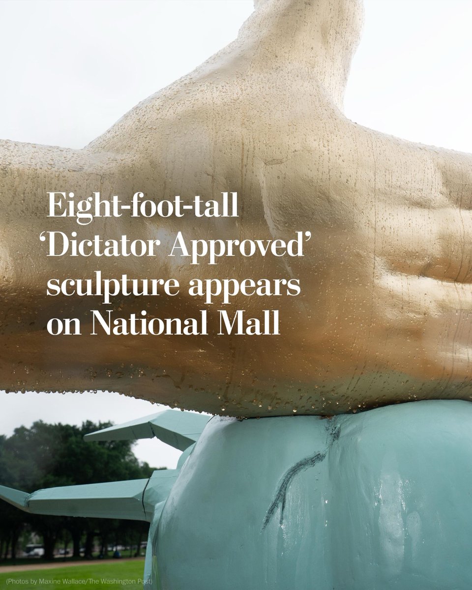 8-Foot 'Dictator Approved' Sculpture With Golden Hand Installed Near U ...