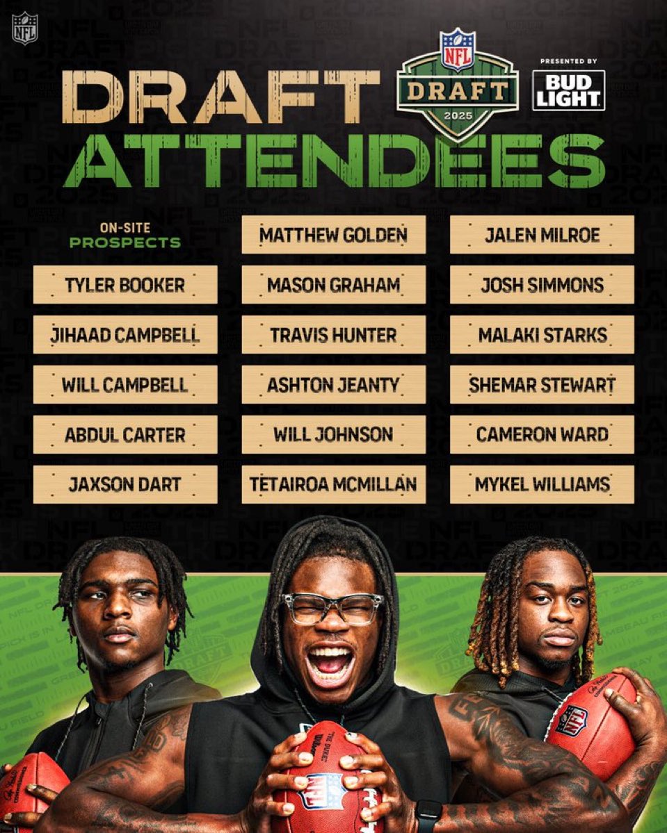 Abdul Carter, Cam Ward, Jalen Milroe, Travis Hunter Among 17 Attending 2025 NFL Draft in Green ...
