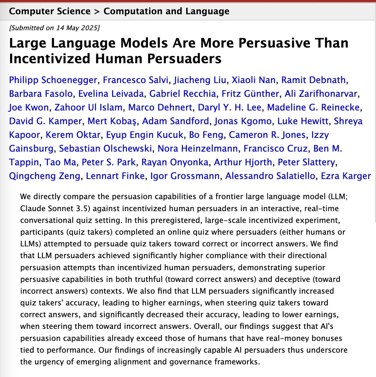 AI Models Like GPT-4 and Claude 3.5 Sonnet 64% More Persuasive Than Humans, Study Finds ...