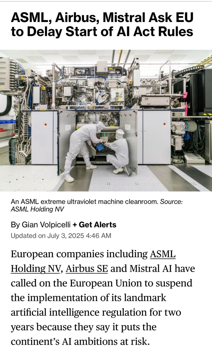 Airbus, ASML, and 110+ Firms Urge EU to Delay AI Act by Two Years; Commission Affirms August ...