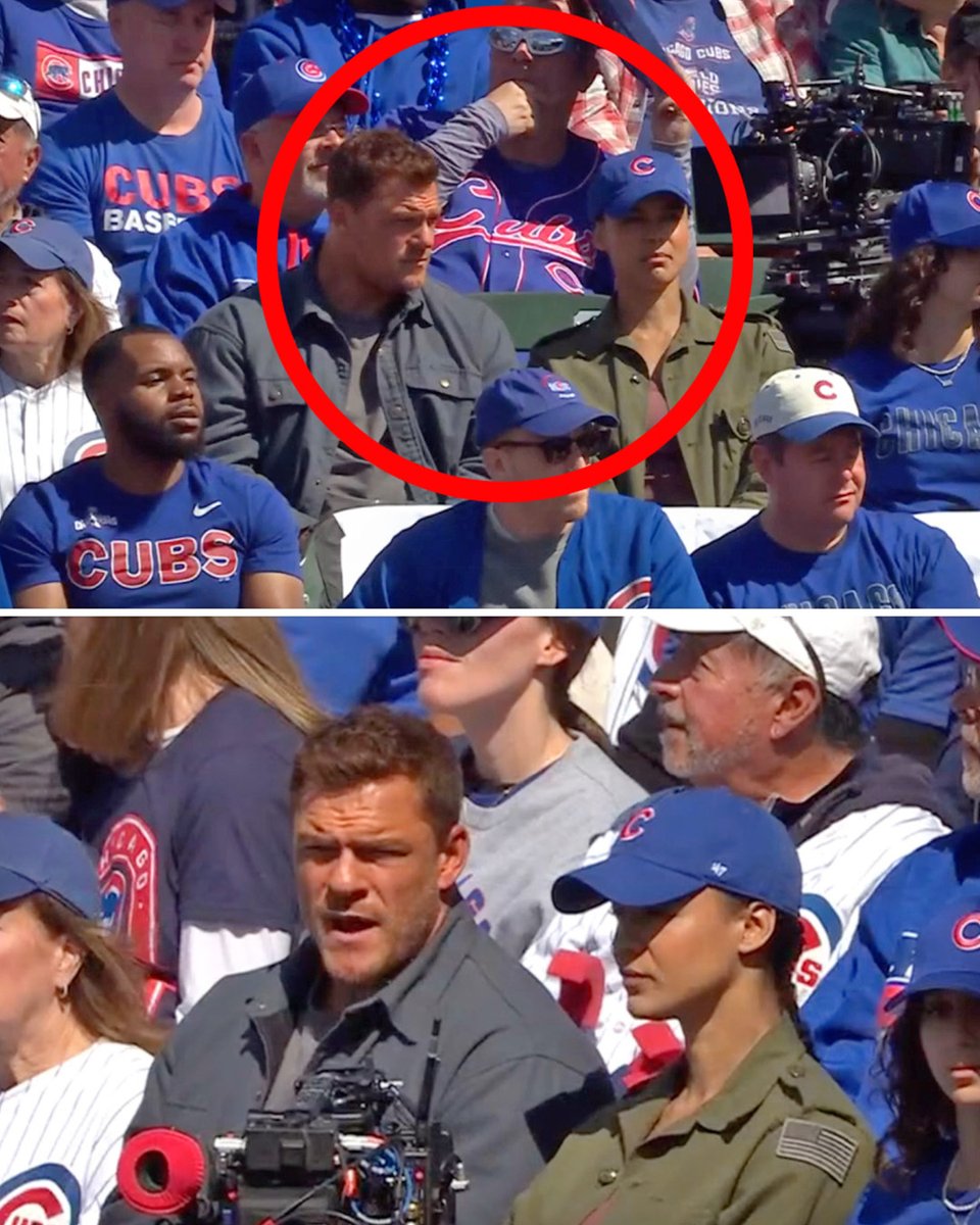 Alan Ritchson and Maria Sten Film Reacher Scenes During Cubs vs ...