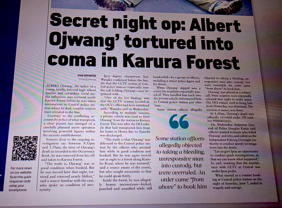 Albert Ojwang Dies After Alleged Torture in Karura Forest; DIG Eliud ...