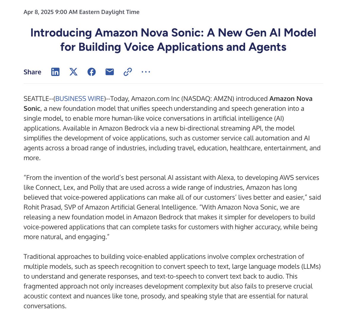Amazon's Nova Sonic AI Model Enhances Real-Time Voice, Powers Alexa+ ...