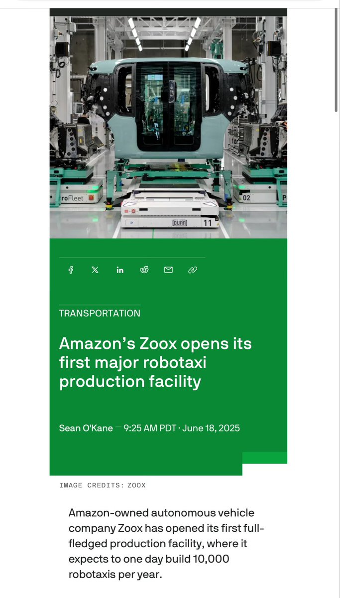 Amazon’s Zoox Opens California Plant to Make 10,000 Robotaxis a Year ...
