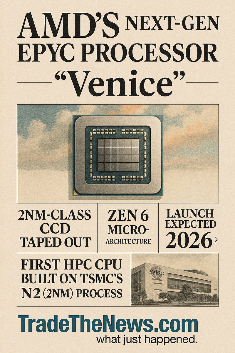 AMD's EPYC 'Venice' Taped Out on TSMC's 2nm Process, Set for 2026 U.S ...