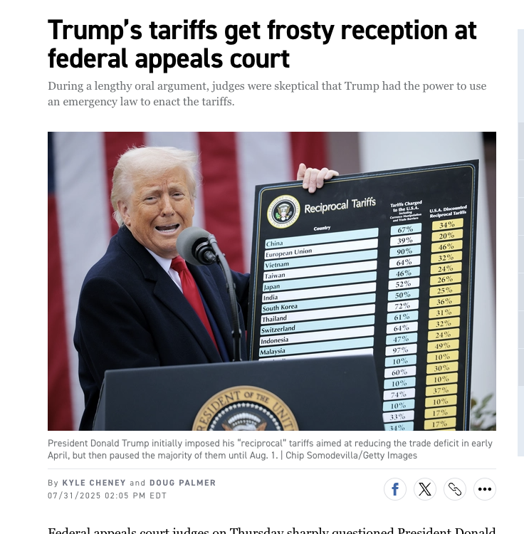 Appeals Court Questions Trump’s 1977 IEEPA Authority for Broad Tariffs Ahead of Trade Deadline ...