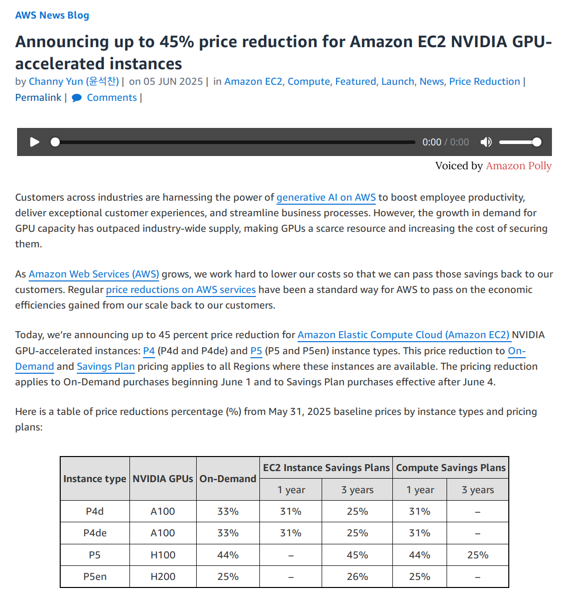 AWS Cuts Prices Up to 45% on EC2 NVIDIA GPUs Including H100, RTX 4090 ...
