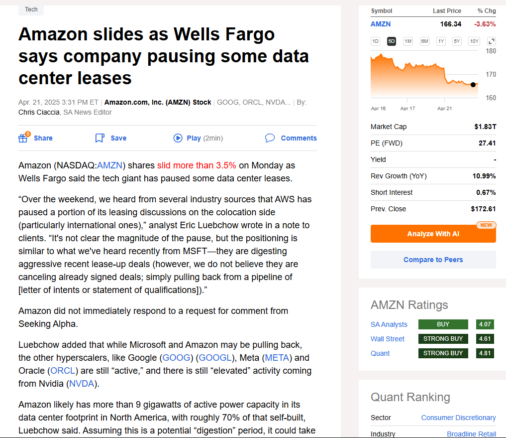 AWS and Microsoft Pause International Data Center Leases Amid Economic ...