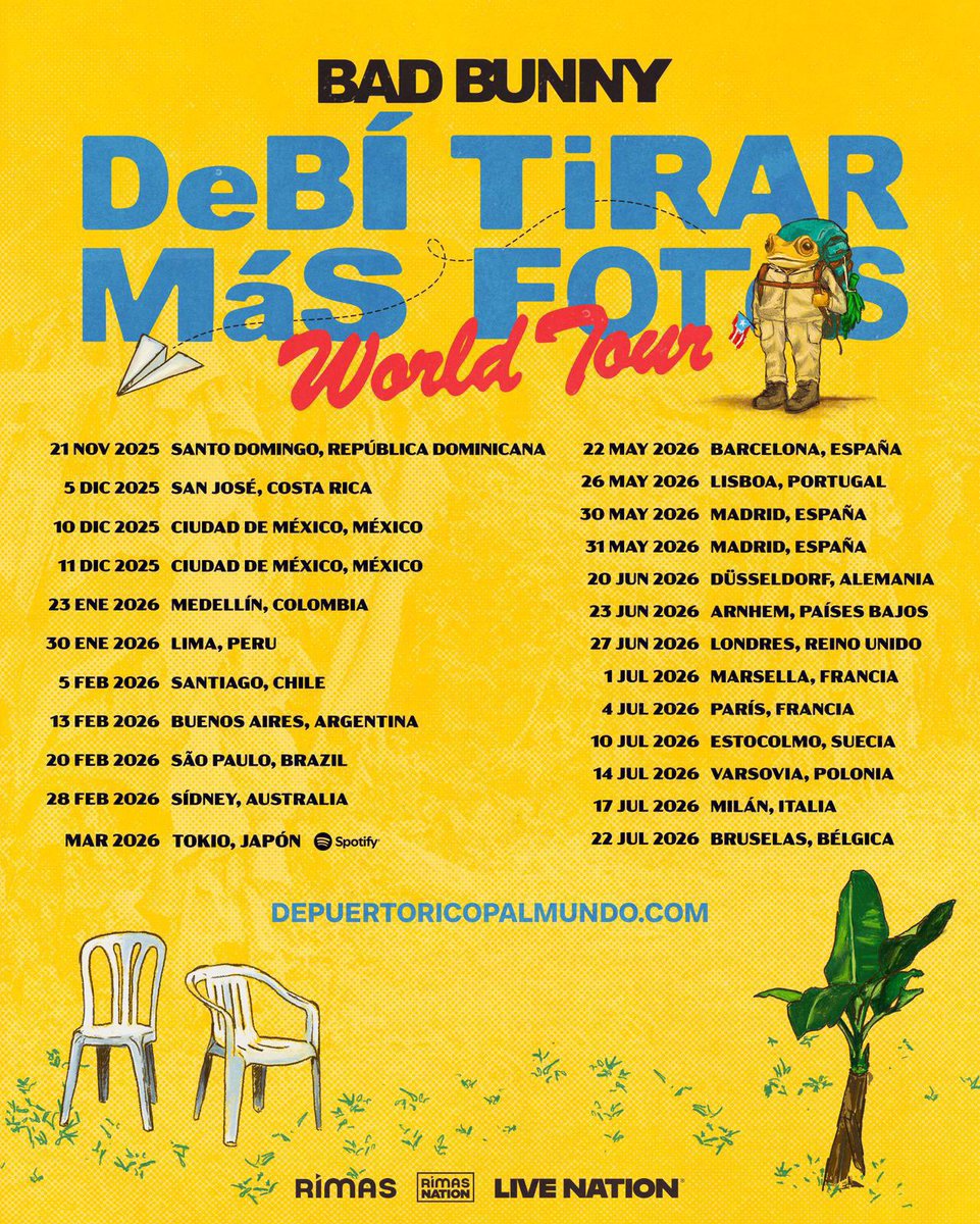 Bad Bunny's 'Debí Tirar Más Fotos World Tour' to Feature 23 Concerts ...