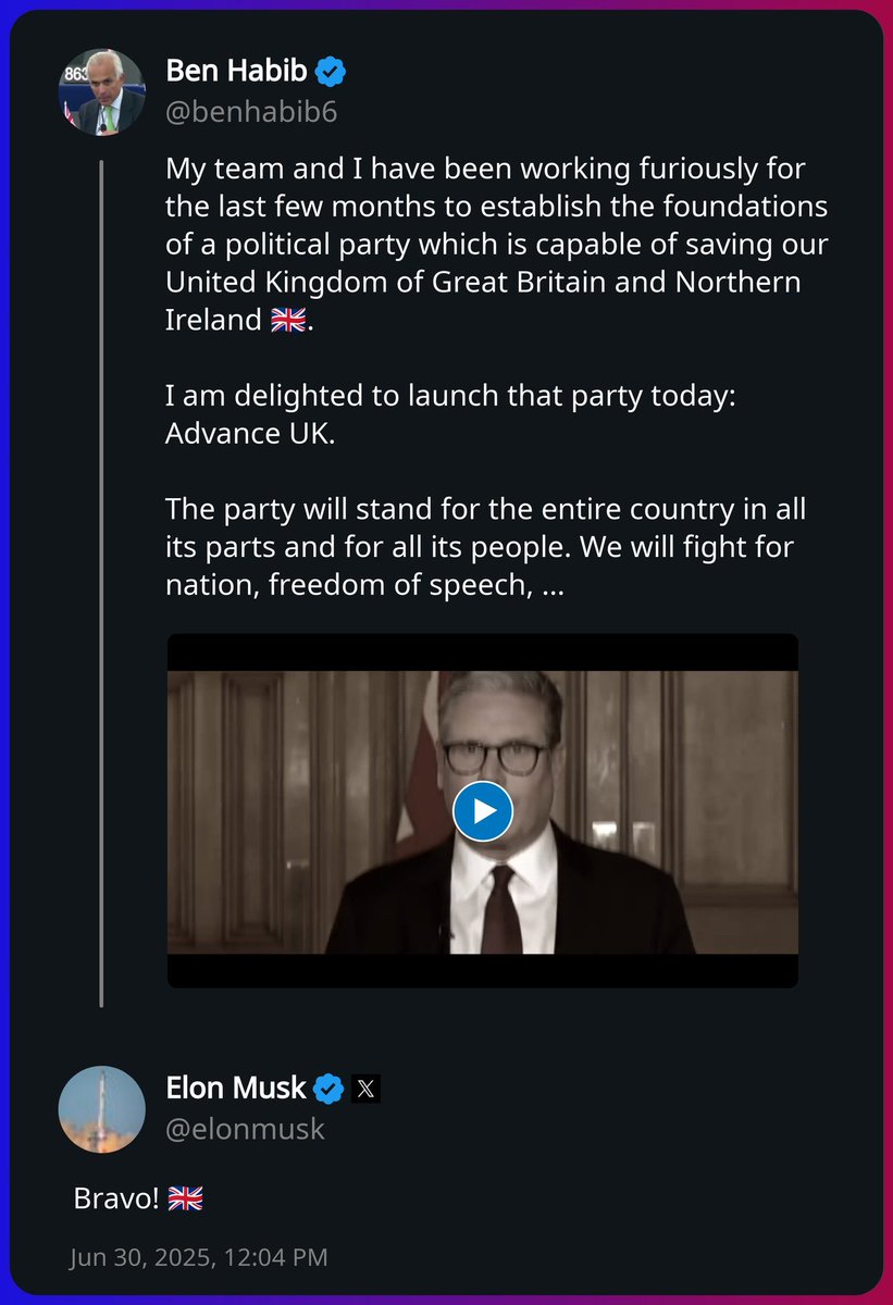 Ben Habib Launches Advance UK With 5,000 Members, Elon Musk Endorses ...