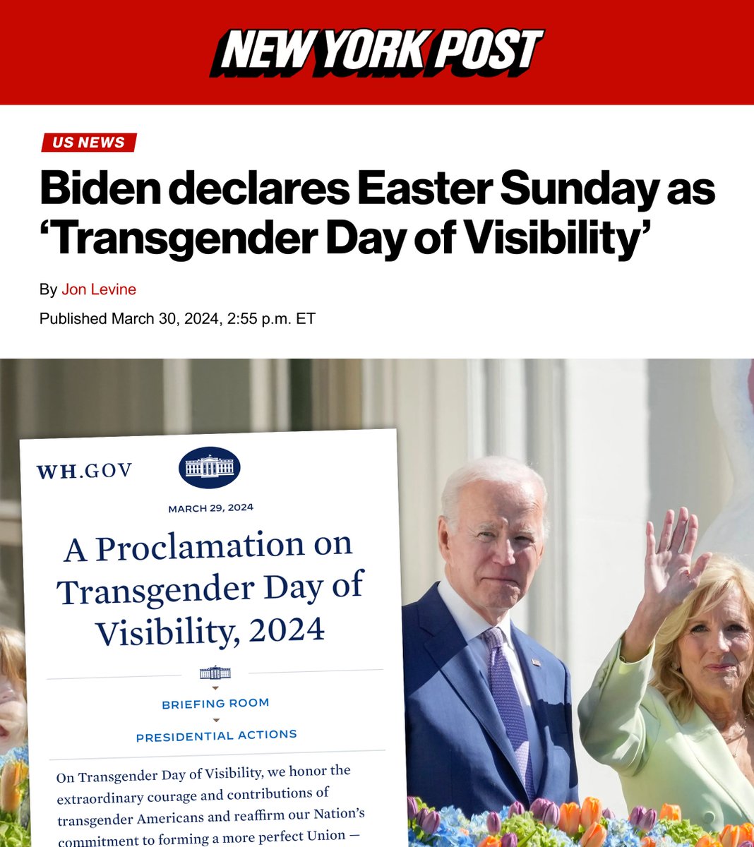 Biden's 2024 Easter Transgender Day of Visibility Proclamation ...