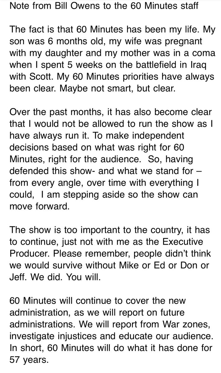 Bill Owens Resigns as 60 Minutes Executive Producer Citing Loss of ...