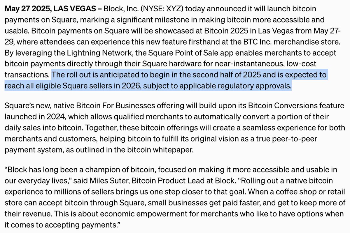 Block ($XYZ) to Launch Bitcoin Lightning Payments on All Square ...
