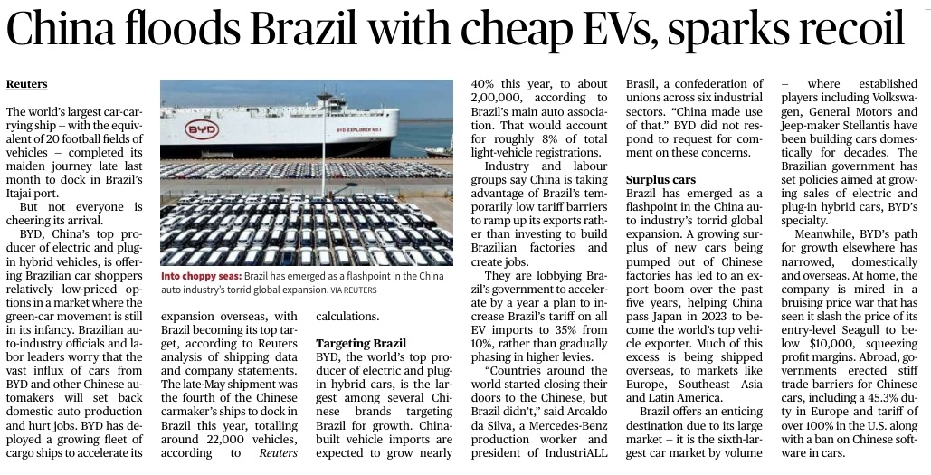 Brazil Imposes Tariffs on Chinese BYD EVs Delivered by World’s Largest ...
