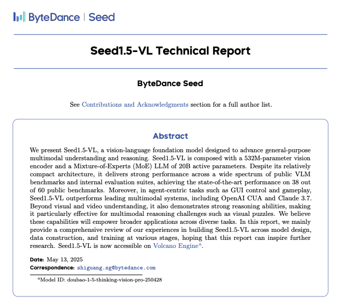ByteDance Unveils Seed1.5-VL With 532M Vision Encoder; Qwen3 Scores 62 ...
