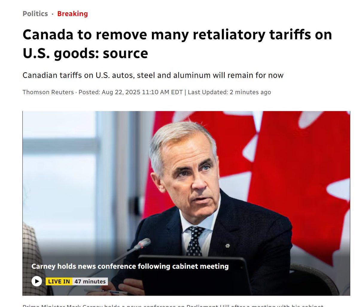 Canada Drops Most Retaliatory Tariffs on U.S. Goods, Keeps Auto and ...