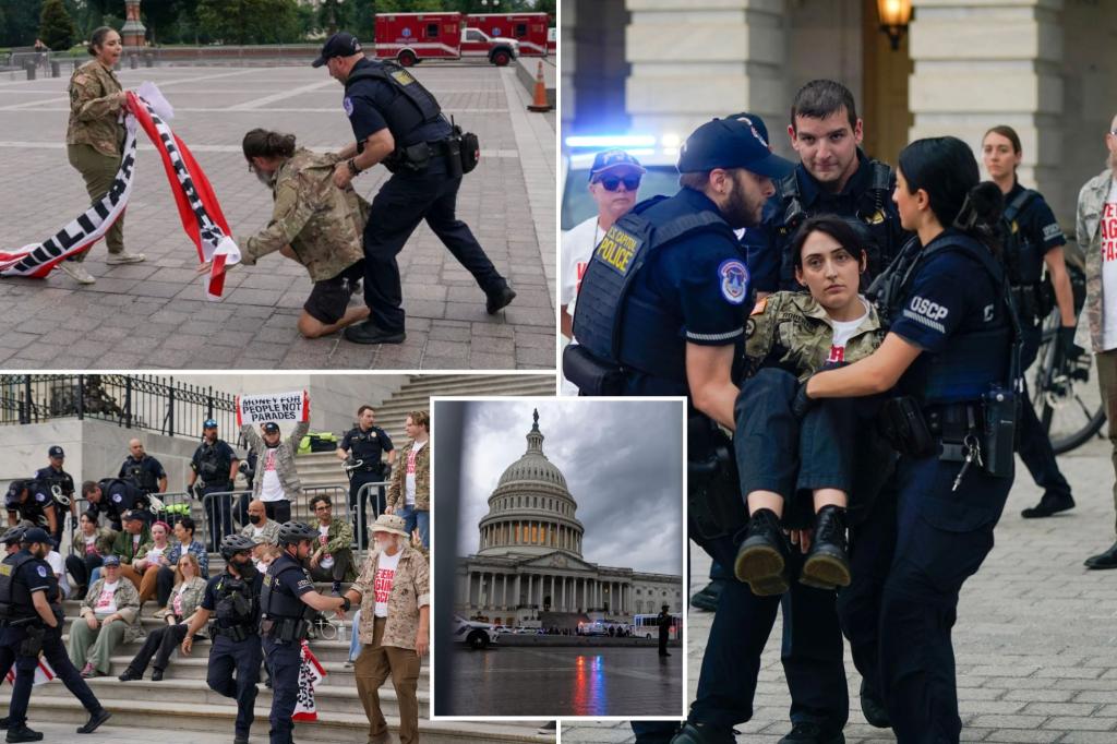 Capitol Police Arrest About 60 Veterans Protesting Army Parade and ICE ...