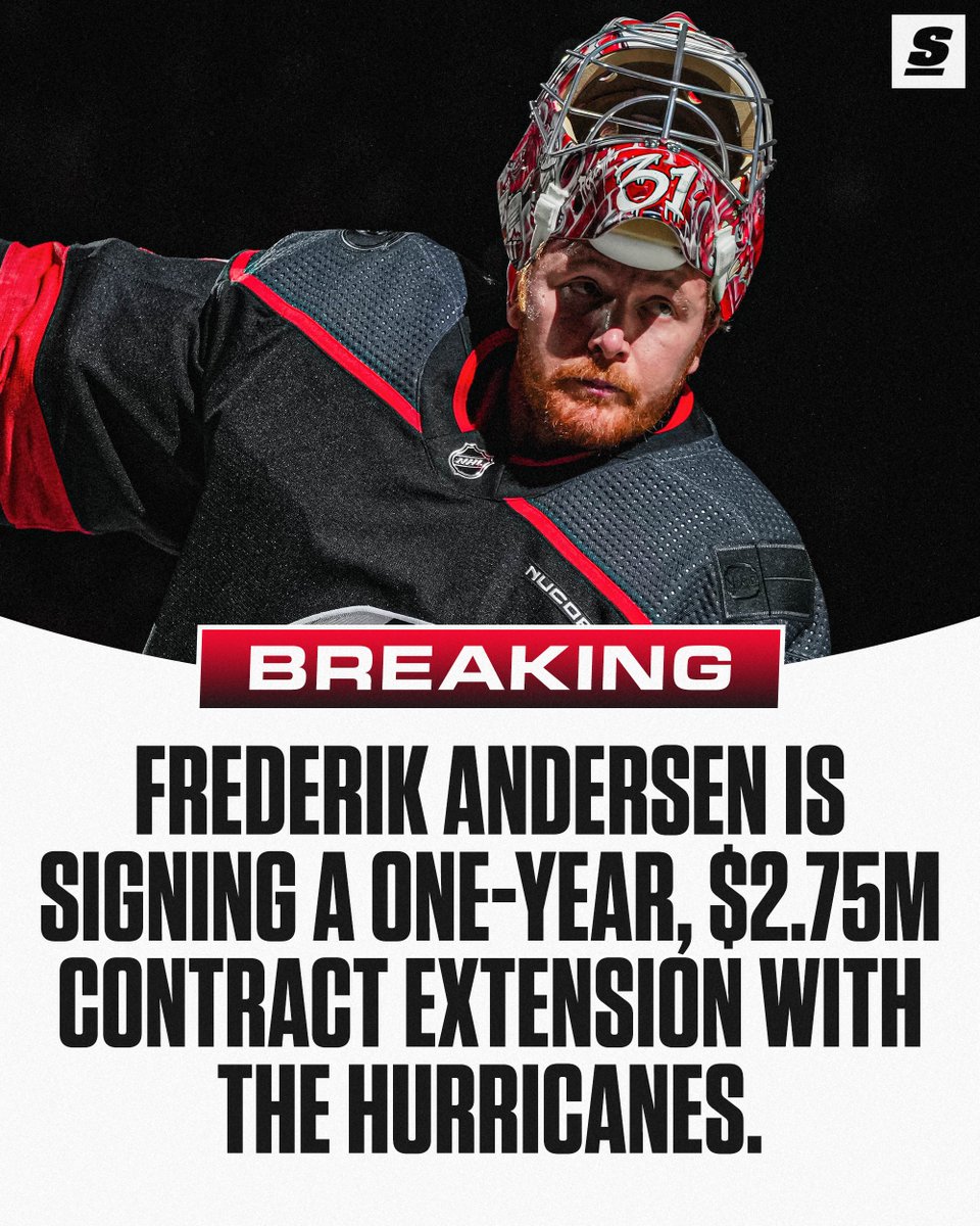 Carolina Hurricanes Extend Frederik Andersen for One Year at $2.75M with $750K Bonuses for 2025 ...