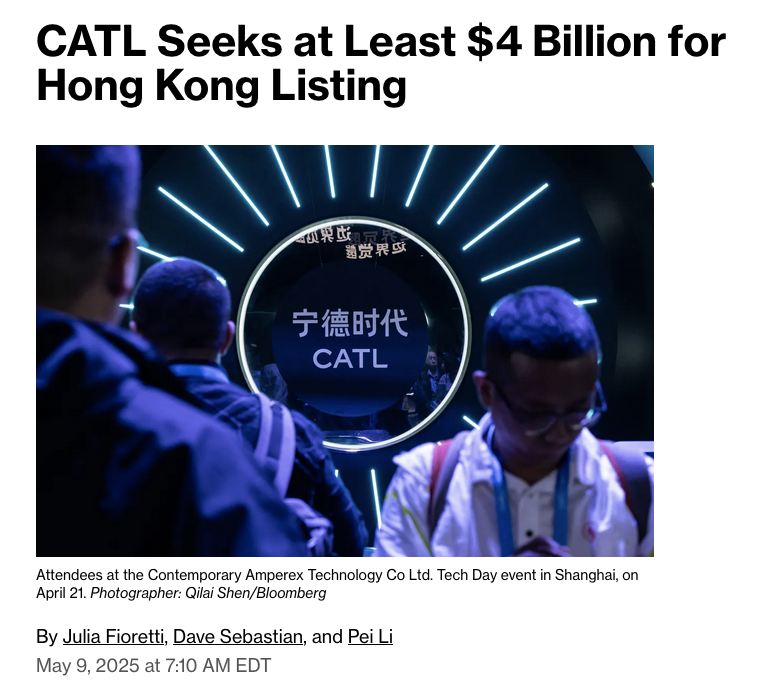 CATL, World’s Largest EV Battery Maker, Plans $4 Billion Hong Kong IPO Restricting US Investors ...