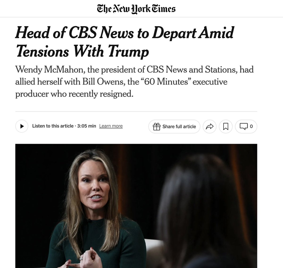 CBS News Chief Wendy McMahon Resigns Amid $20 Billion Trump Lawsuit and Paramount–Skydance Deal ...