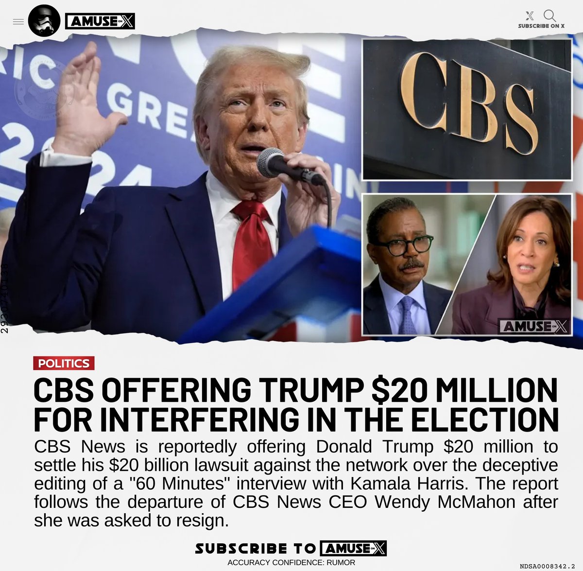 CBS News President Resigns Over Trump's $20B Lawsuit on Kamala Harris ...