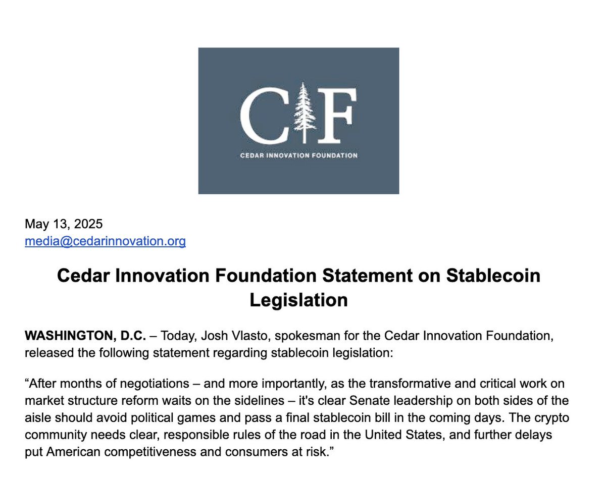 Cedar Innovation Foundation and Fairshake PAC Urge Senate to Pass ...