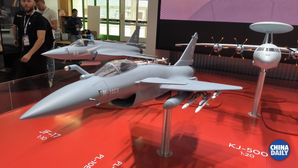 China Displays J-10CE with PL-15E Missiles, J-20, J-35A Fighters and AI Drones at Paris Air Show ...