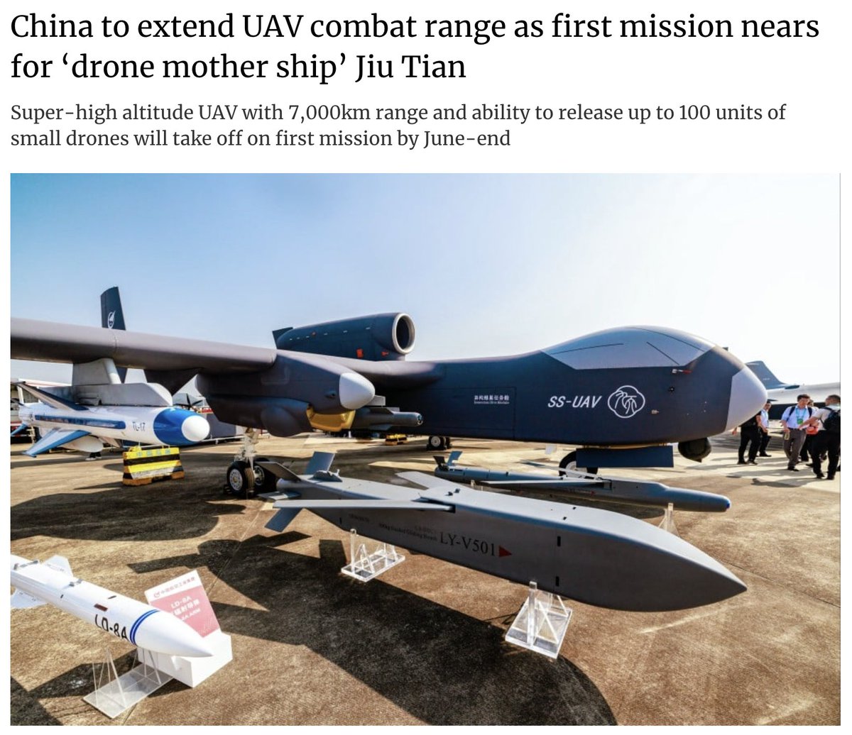 China's Jiutian SS-UAV Drone Mothership With 7,000 km Range and 100 ...