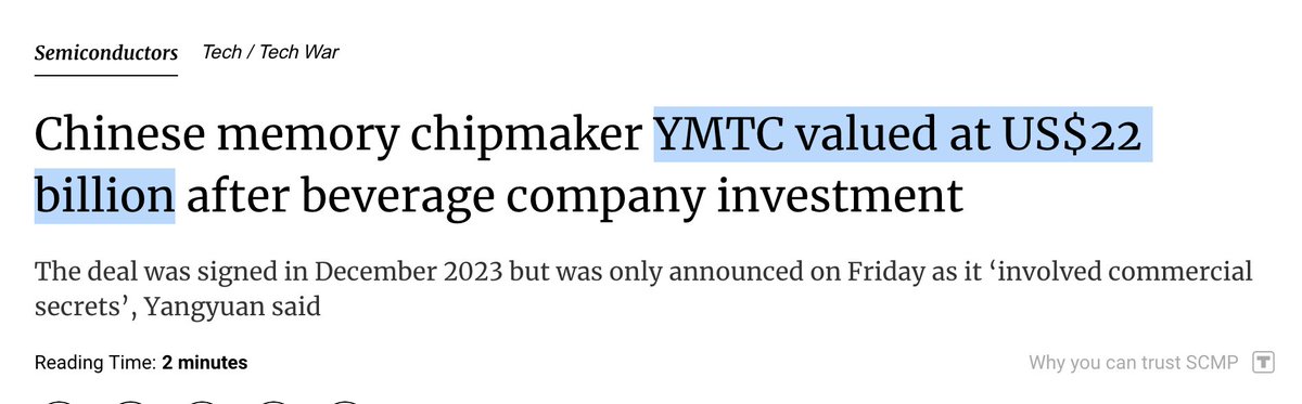 Chinese Memory Chipmaker YMTC Valued at $22 Billion After $1.3 Billion ...