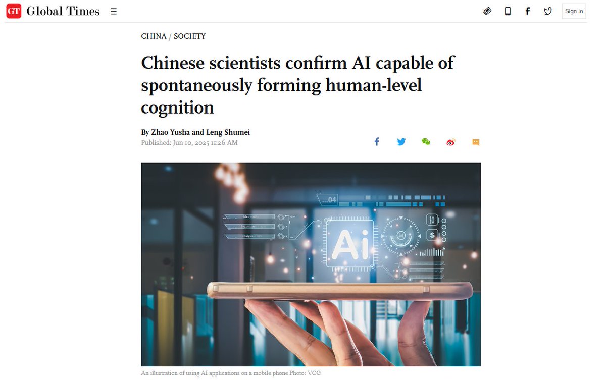 Chinese Scientists Confirm AI Cognition as U.S. Urges AI Proliferation, Tech Giants Advance AI ...