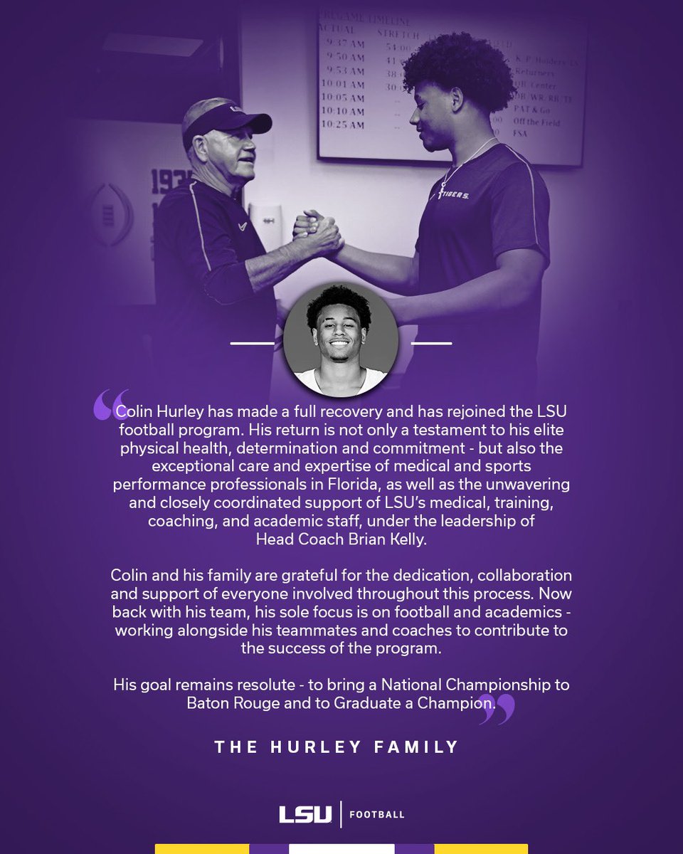Colin Hurley Returns to LSU After Full Recovery from Car Crash That ...