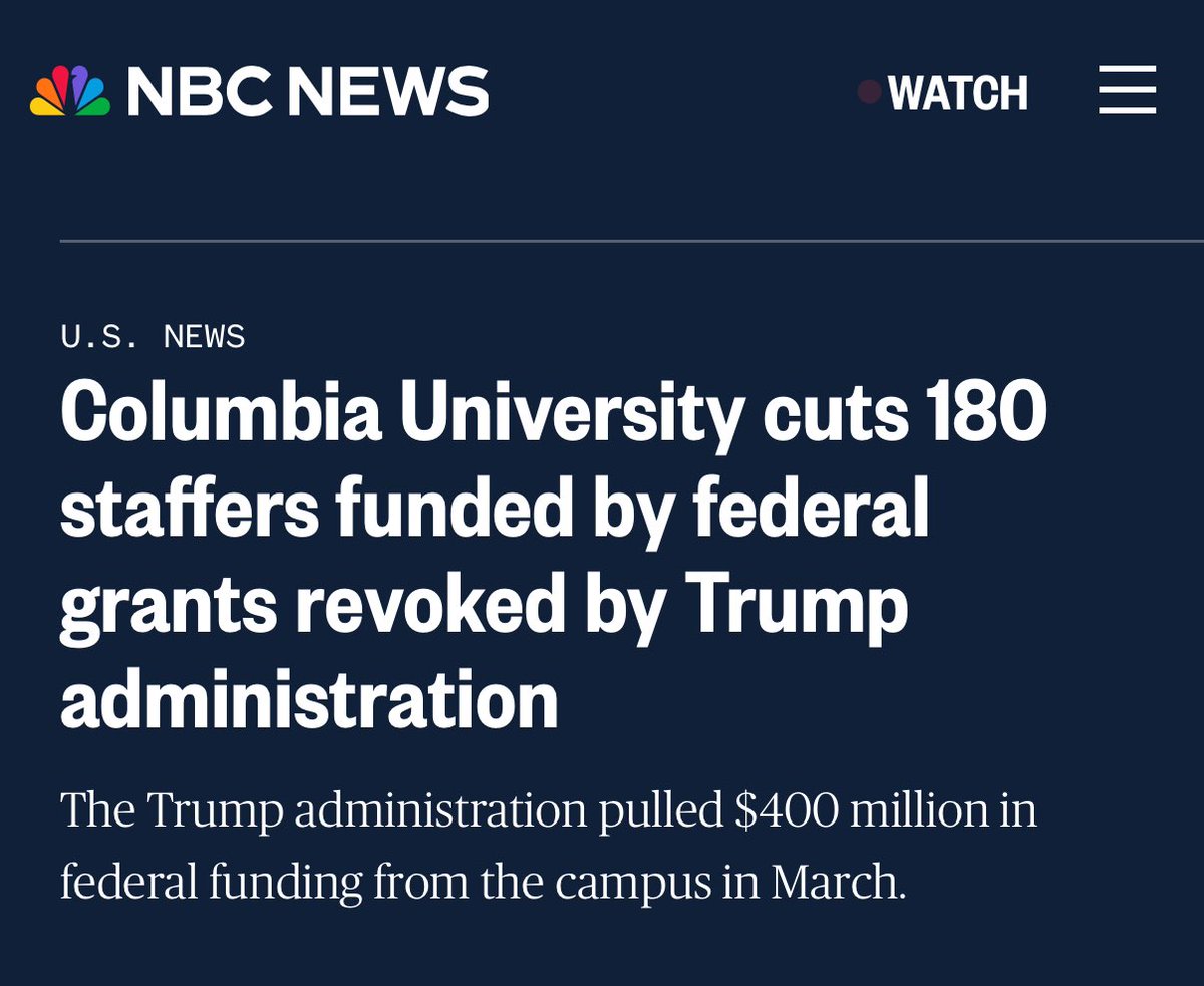 Columbia University Lays Off 180 Staff After Trump Administration Cuts ...