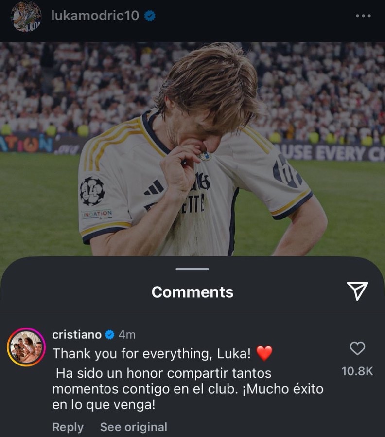Cristiano Ronaldo Pays Tribute to Luka Modric, Wishing Him Success in Future | DeepNewz Soccer