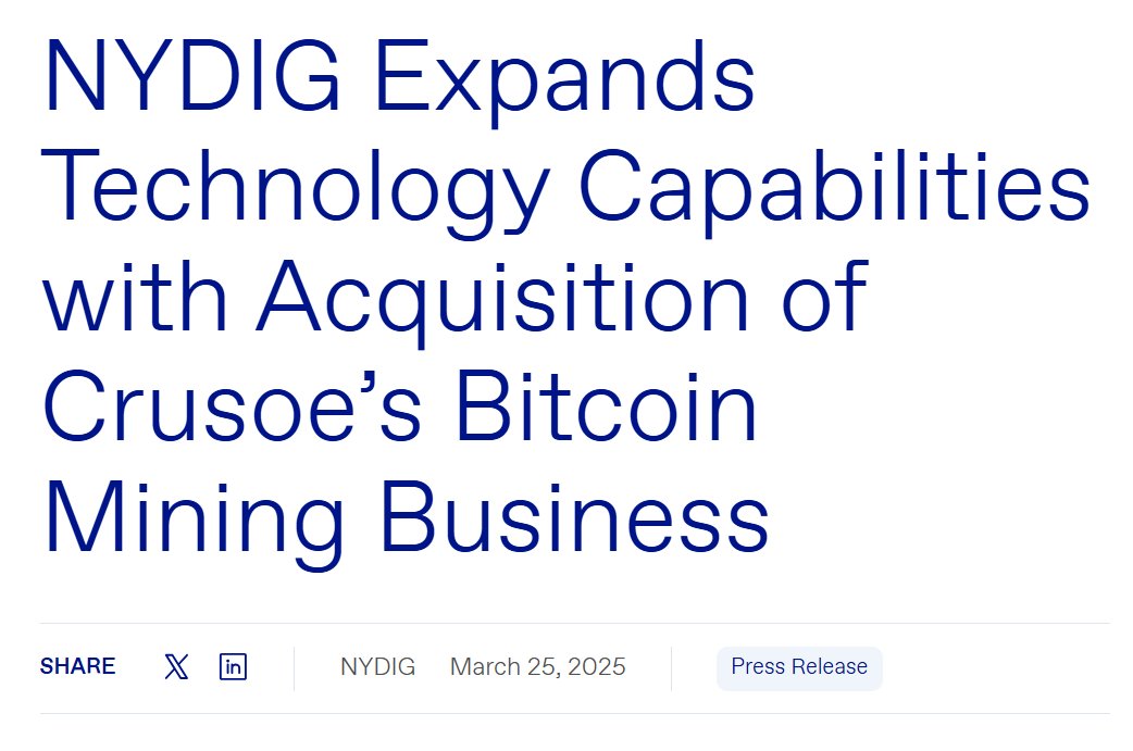 Crusoe Energy Sells Bitcoin Mining Operations to NYDIG, Including 425 ...