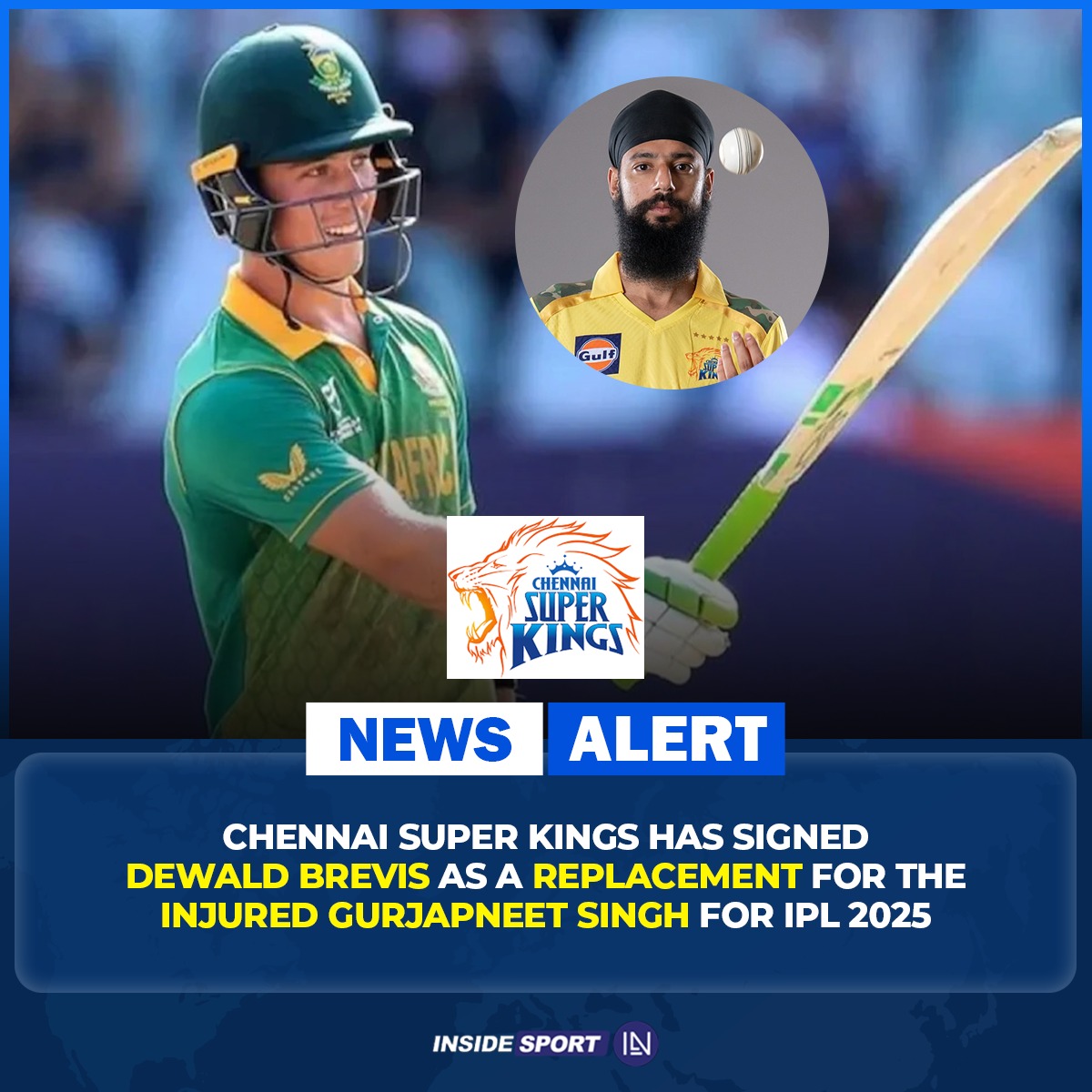 CSK Signs South African Dewald Brevis, Gurjapneet Singh Replacement ...