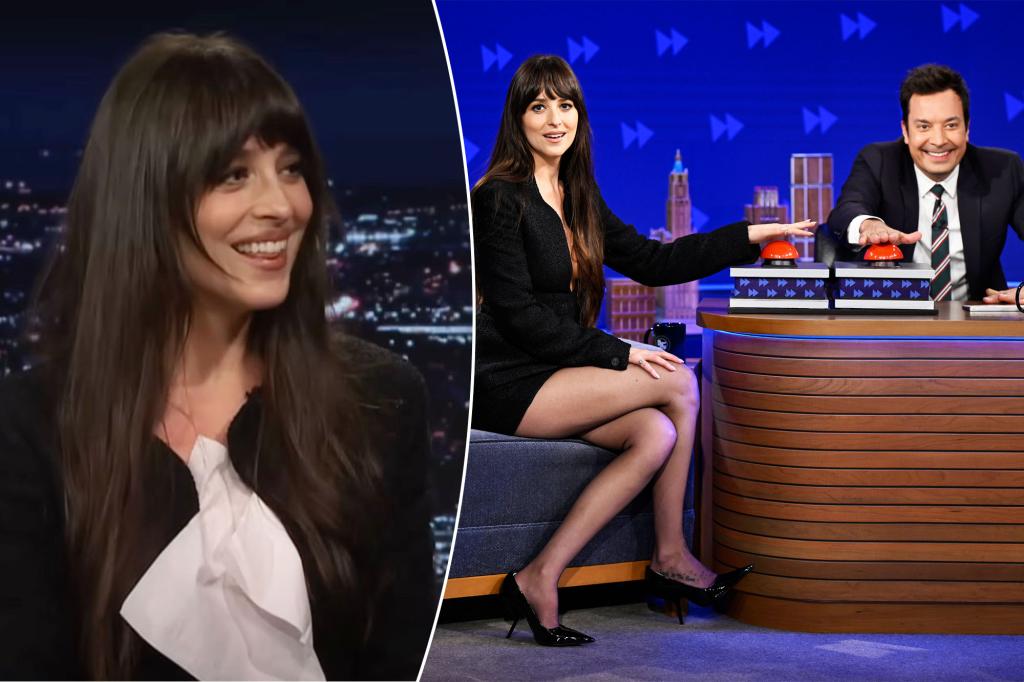 Dakota Johnson Uses Tissues to Avoid Wardrobe Malfunction in Blazer ...