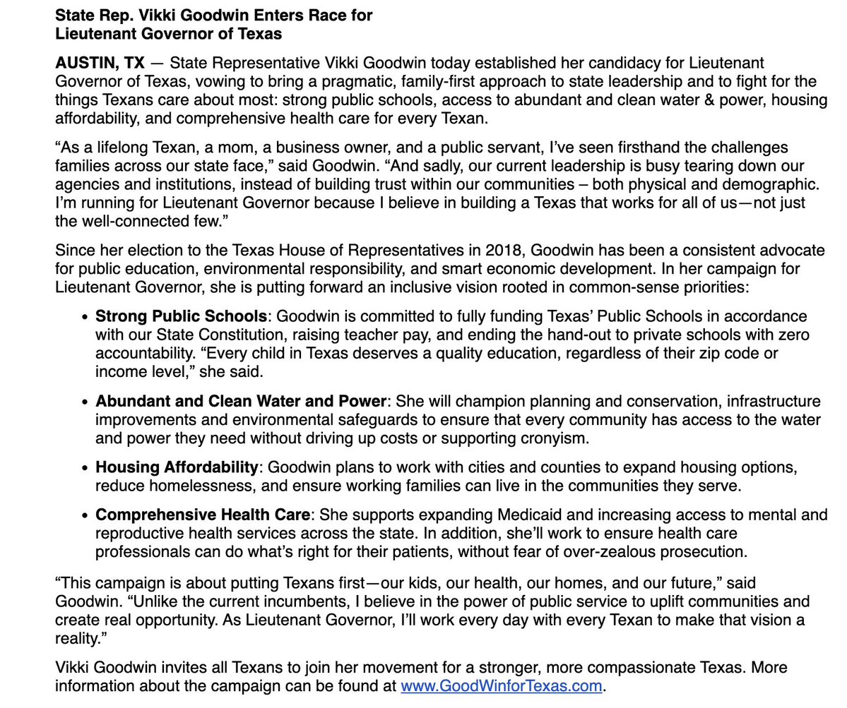 Democrat Texas Rep. Vikki Goodwin of Austin Launches 2026 Lieutenant ...