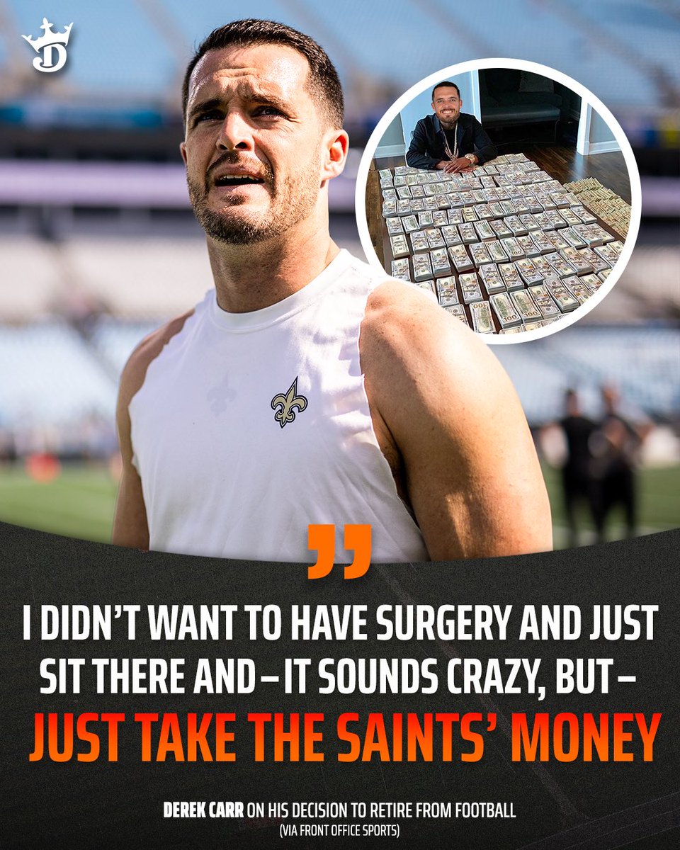 Derek Carr Retires from NFL, Walks Away from $30 Million Contract with ...
