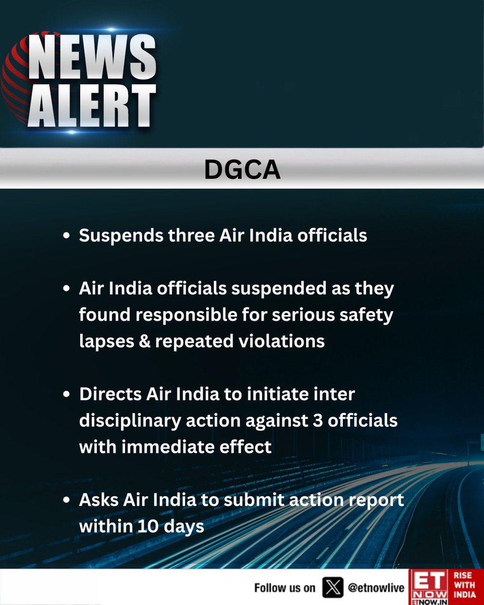 DGCA Orders Air India to Remove Three Officials Over Crew-Safety Lapses | DeepNewz India