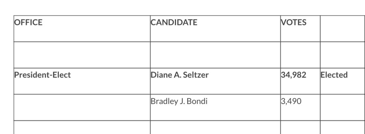 Diane Seltzer Routs Bradley Bondi 34,982–3,490 to Lead D.C. Bar Amid ...