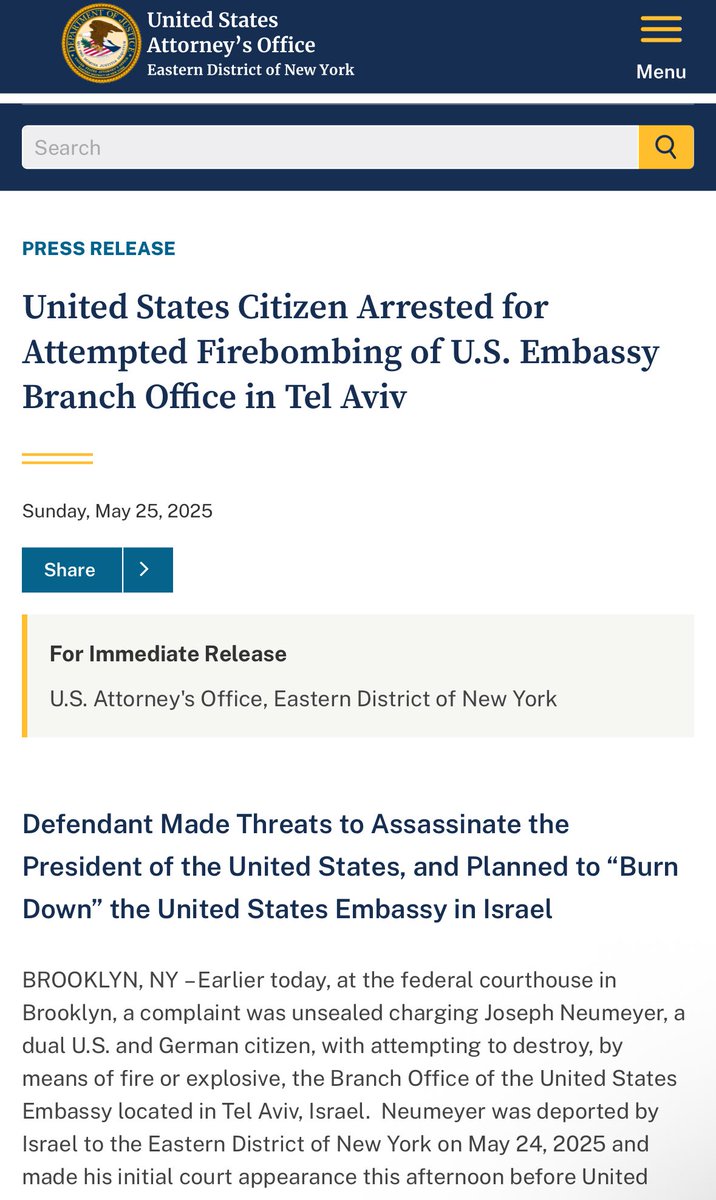 DOJ Charges Dual U.S.–German Citizen in Attempted Firebombing of U.S ...