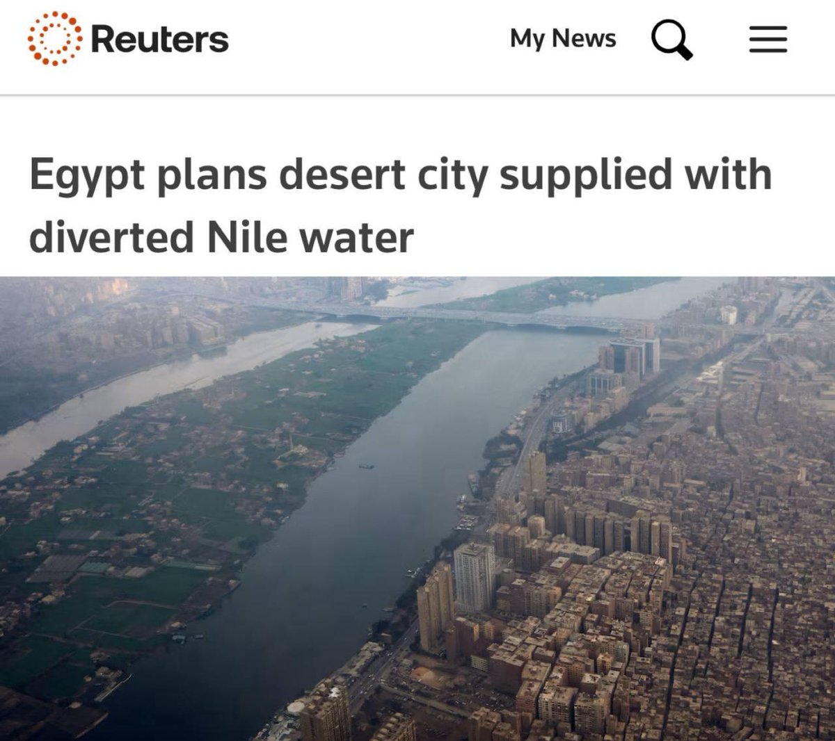Egypt Plans New Desert City Giryan With 25% Water Area, Nile Irrigation ...