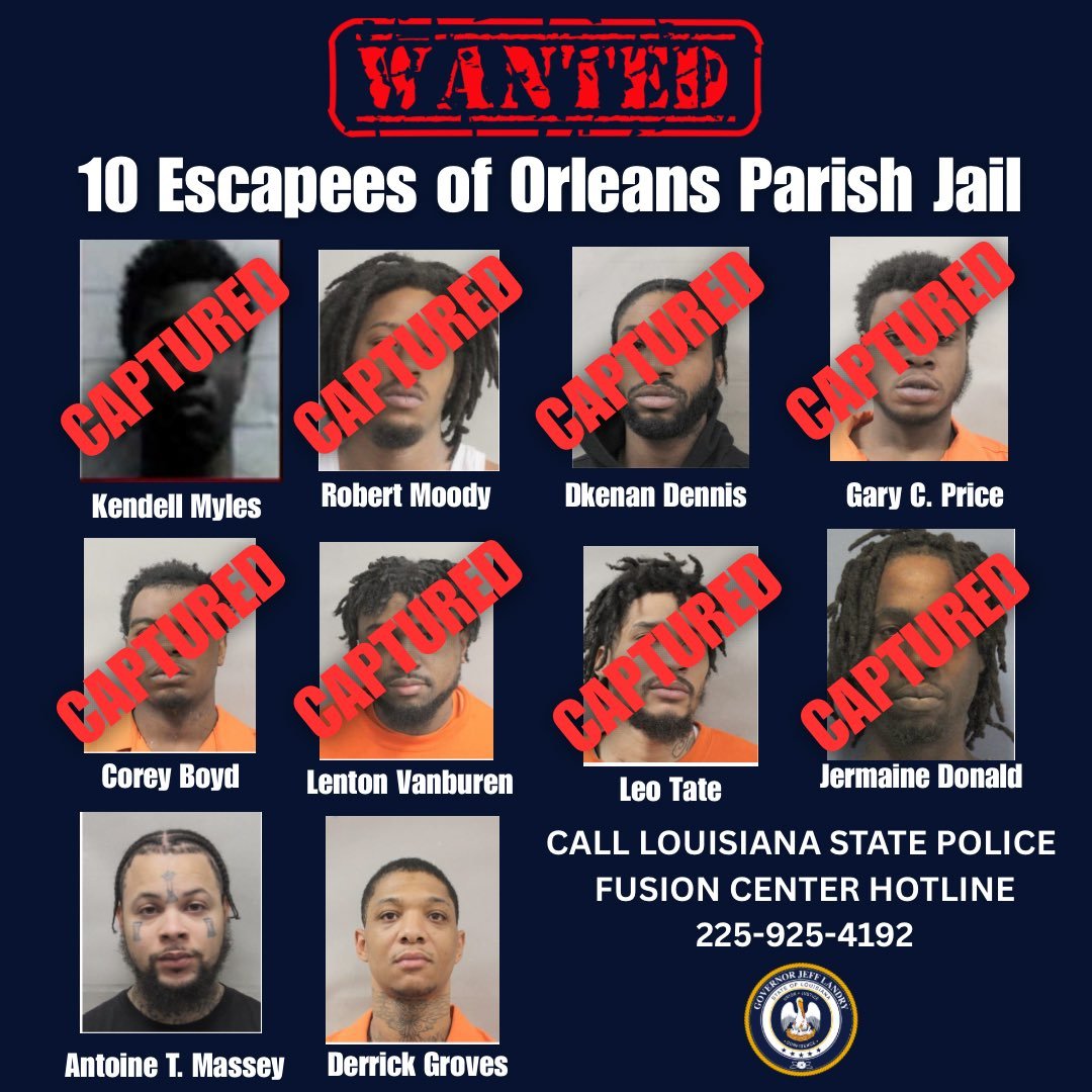 Eight of 10 New Orleans Jailbreak Fugitives Caught; Manhunt Turns to Final Two | DeepNewz Crime