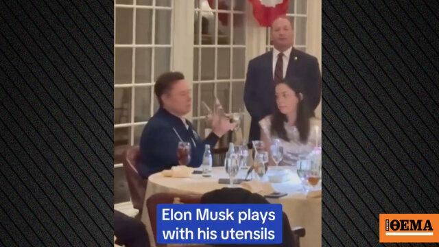 Elon Musk Balances Fork and Spoons at Trump's $1 Million Mar-a-Lago ...