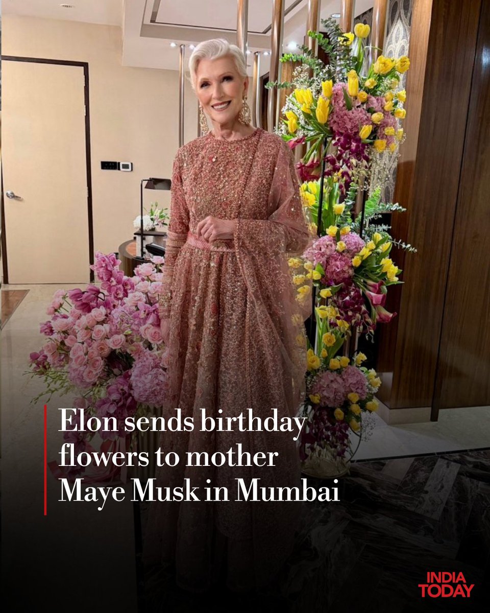 Elon Musk Sends Flowers to Maye Musk in Mumbai as She Celebrates 77th ...