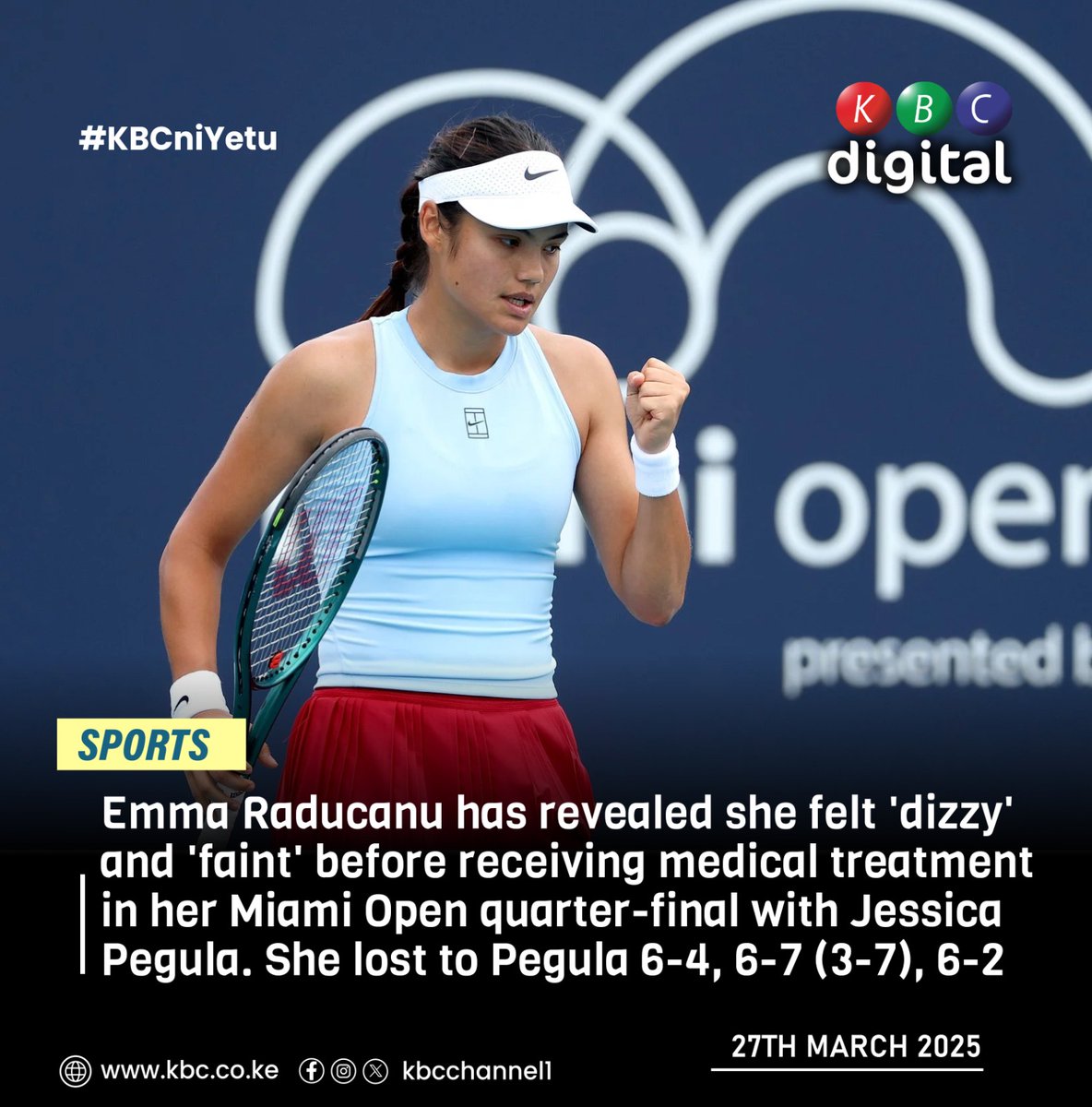 Emma Raducanu Loses to Jessica Pegula 6-4, 6-7 (3-7), 6-2 After Feeling ...