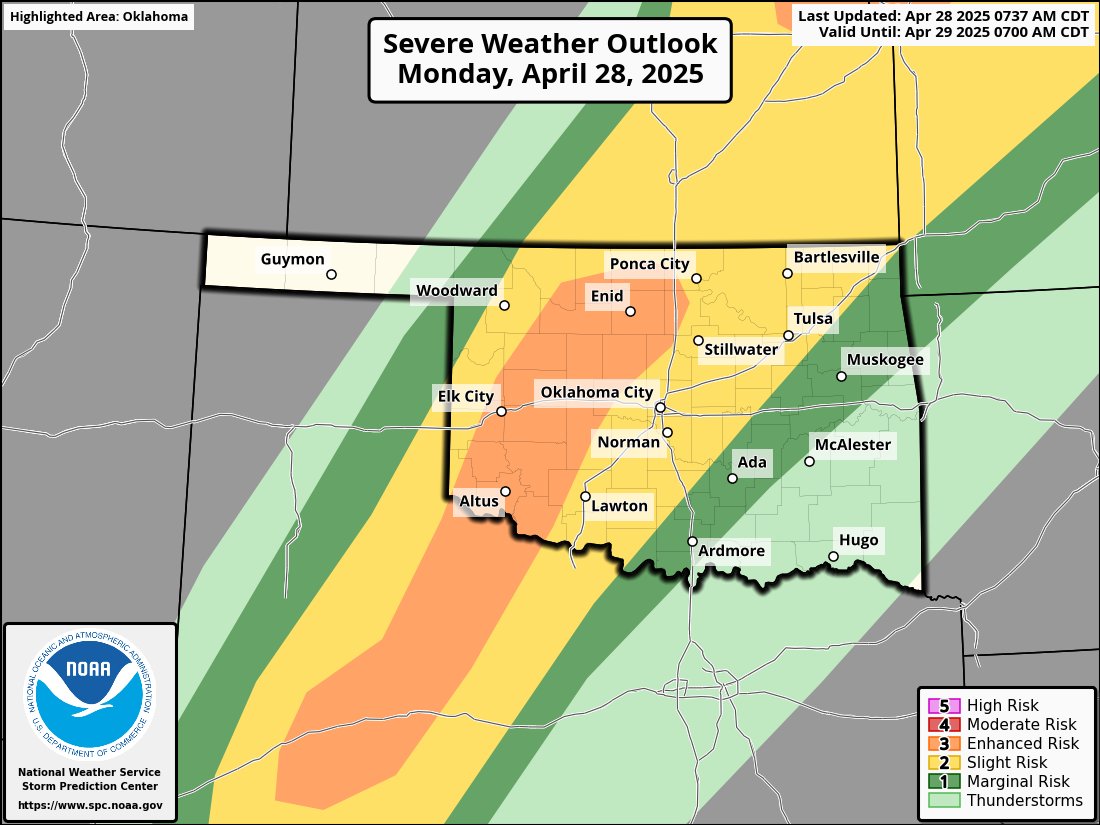 Enhanced Risk of EF2+ Tornadoes, Large Hail, and Flash Flooding Across ...